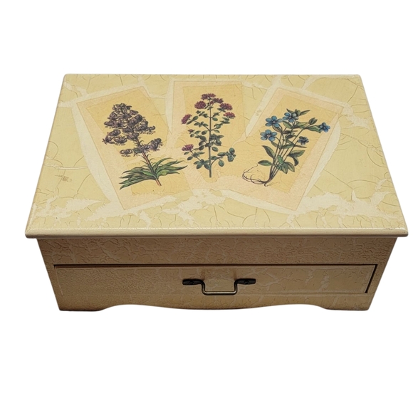 Storage & Organization | Vintage Creamy Yellow Herbs Flowers Decorated ...